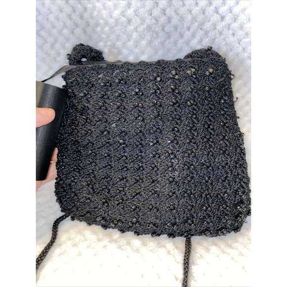 Kohl's | Bags | Kohls Purse New With Tags Crochet Beaded Black Satin ...